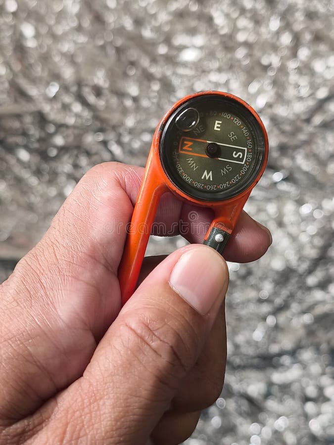 A Hanging Compass in the Grip of the Left Hand Stock Photo - Image of ...