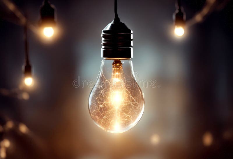 Hanging Concept Glowing B Design Lightbulb Stock Illustration ...