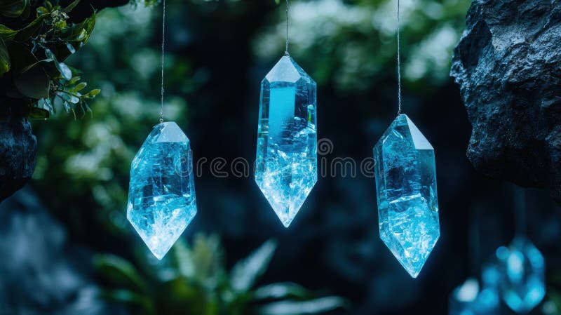 Hanging Crystal Prisms in Nature Stock Illustration - Illustration of ...