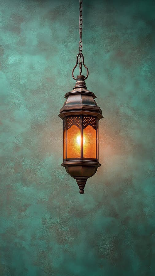 Hanging Decorative Lantern Casting Warm Light in a Tranquil Setting ...