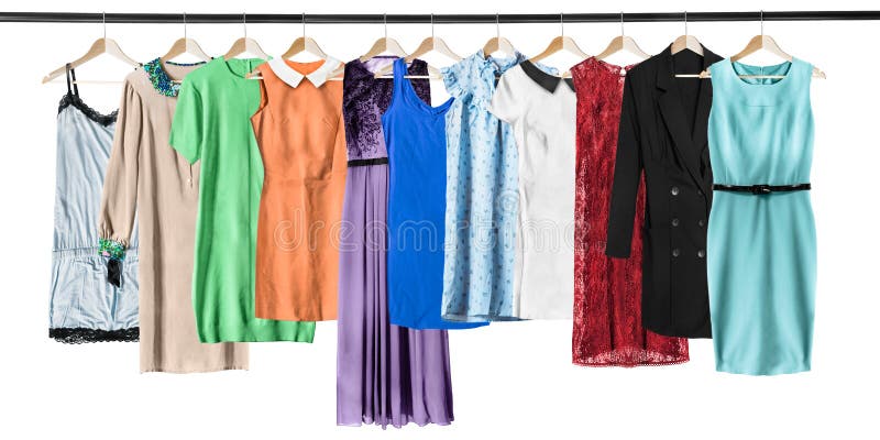 Hanging dresses isolated stock image. Image of hanging - 116730597