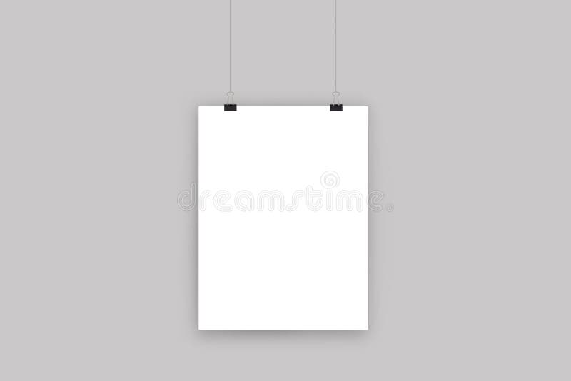 Hanging Empty Blank Posters Mockup Stock Illustration - Illustration of ...