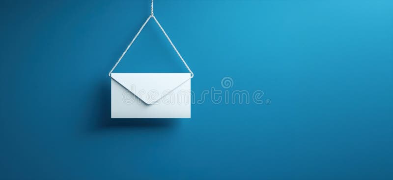 Hanging Envelope on Blue Background, Minimalistic Design, Modern ...