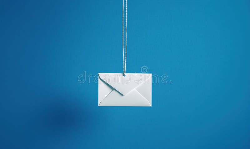 Hanging Envelope on Blue Background, Minimalistic Design, Simple ...