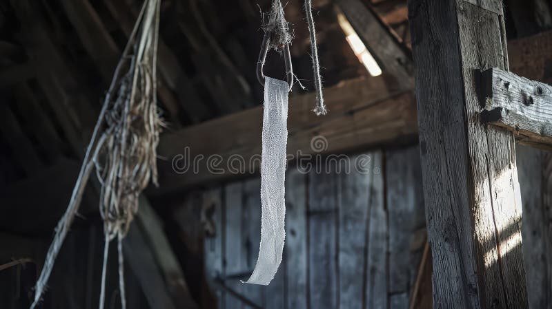 Hanging Fabric Strip in an Abandoned Barn Captured in a Rustic ...