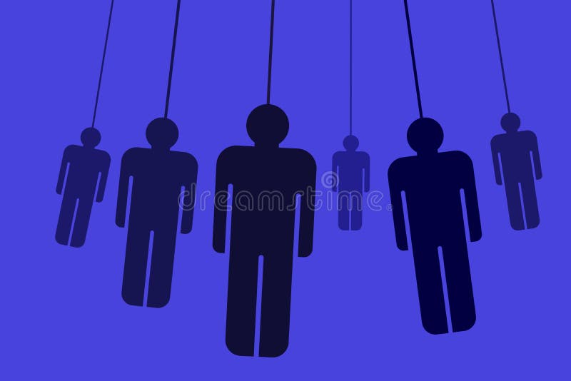 Silhouettes of Hanging Human Figures on Strings Stock Vector ...