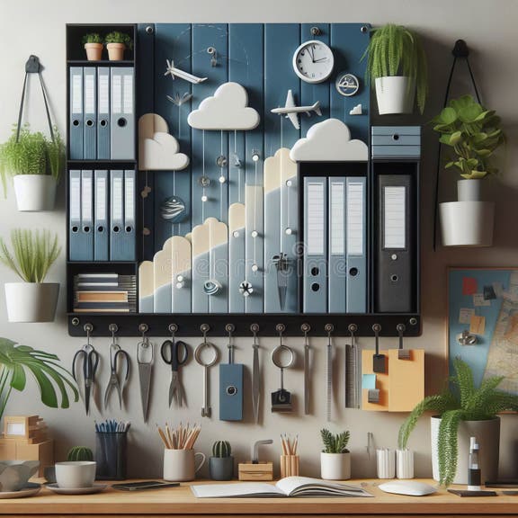 Hanging File Organizer Wall Mounted Space Saving File Organizer Stock ...