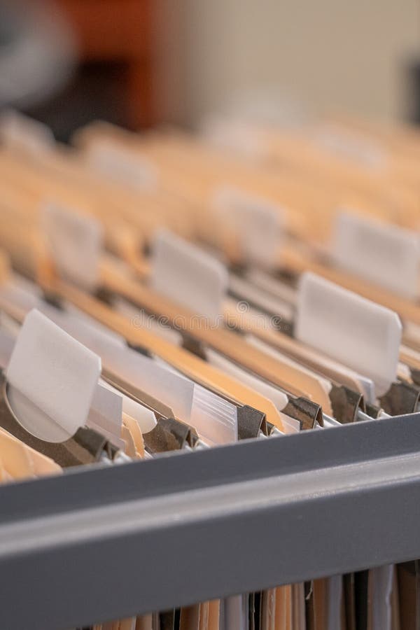 Hanging Files in Filling Cabinet in an Office Stock Image - Image of ...