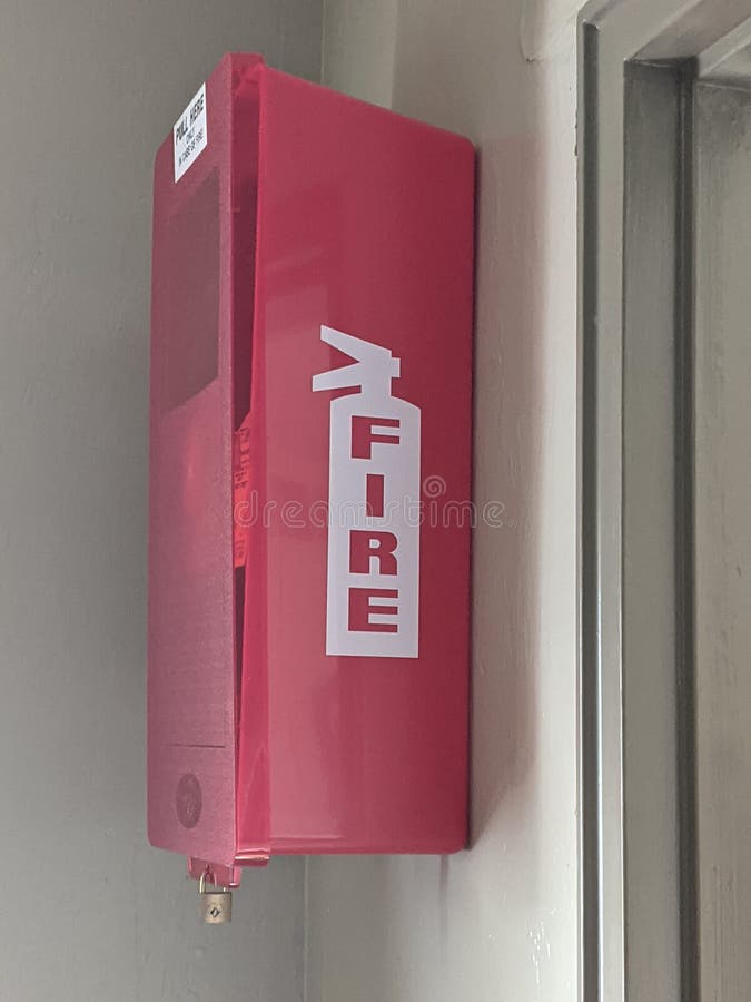 Hanging Fire Extinguisher on Wall Stock Image - Image of number, design ...