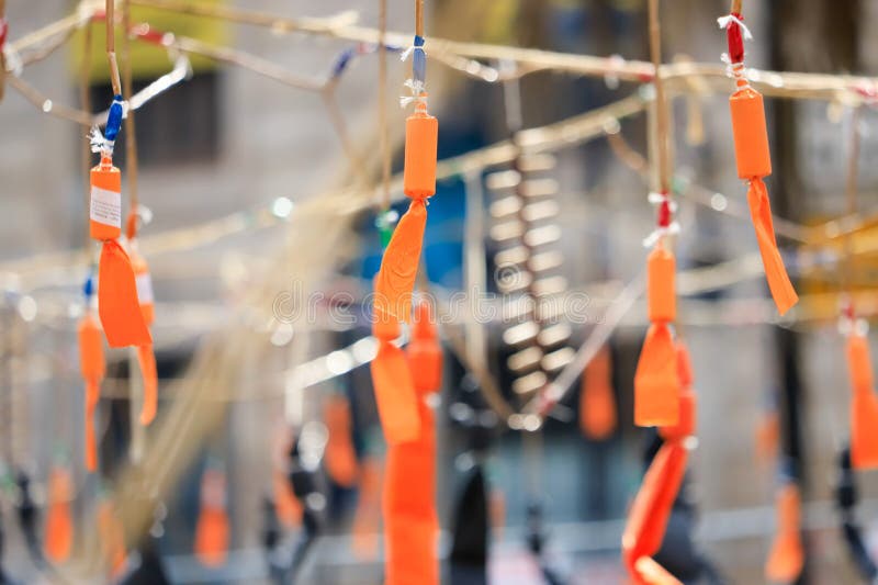 Hanging Firecrackers of Different Colors during the Mascleta, a ...
