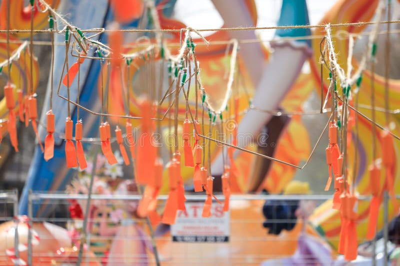 Hanging Firecrackers of Different Colors during the Mascleta, a ...