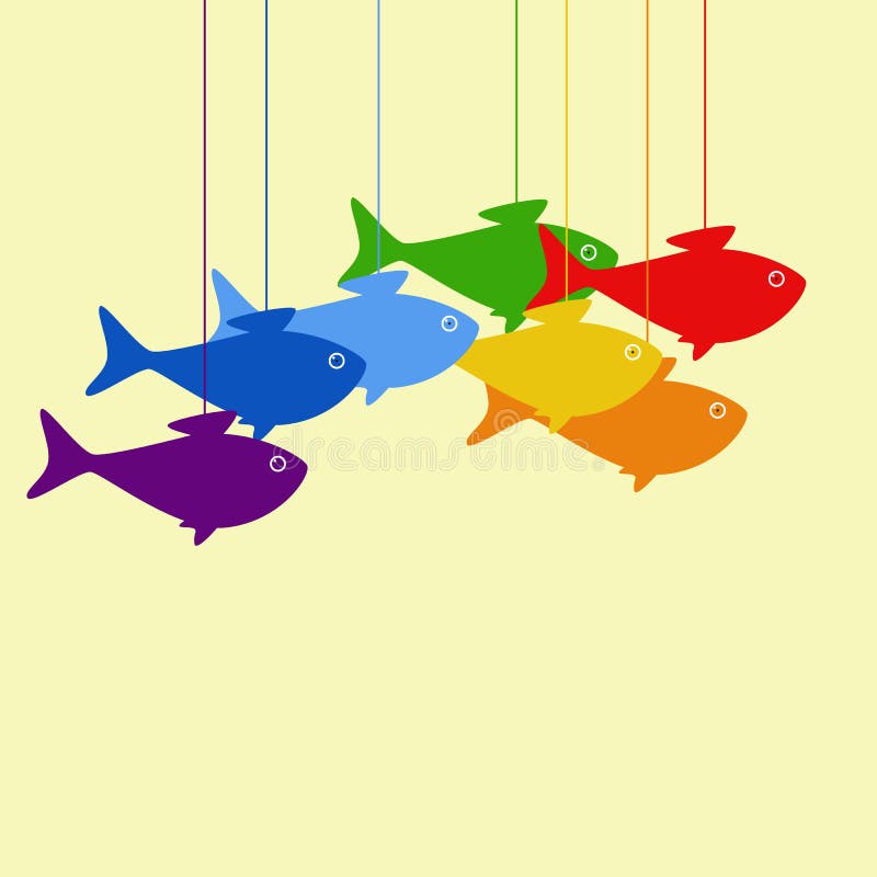 Hanging fish stock vector. Illustration of cute, celebration - 53569988