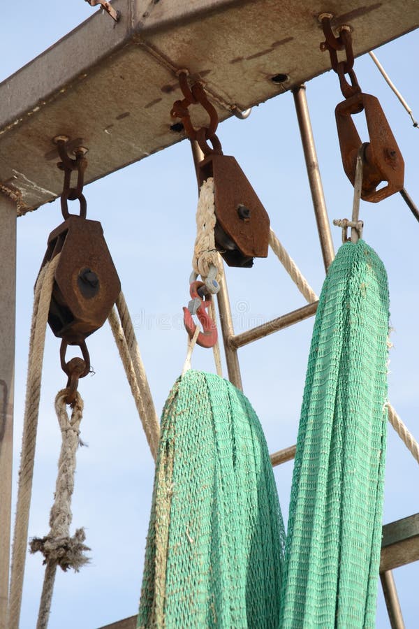 Hanging fishing nets stock photo. Image of supplies, green - 53666924