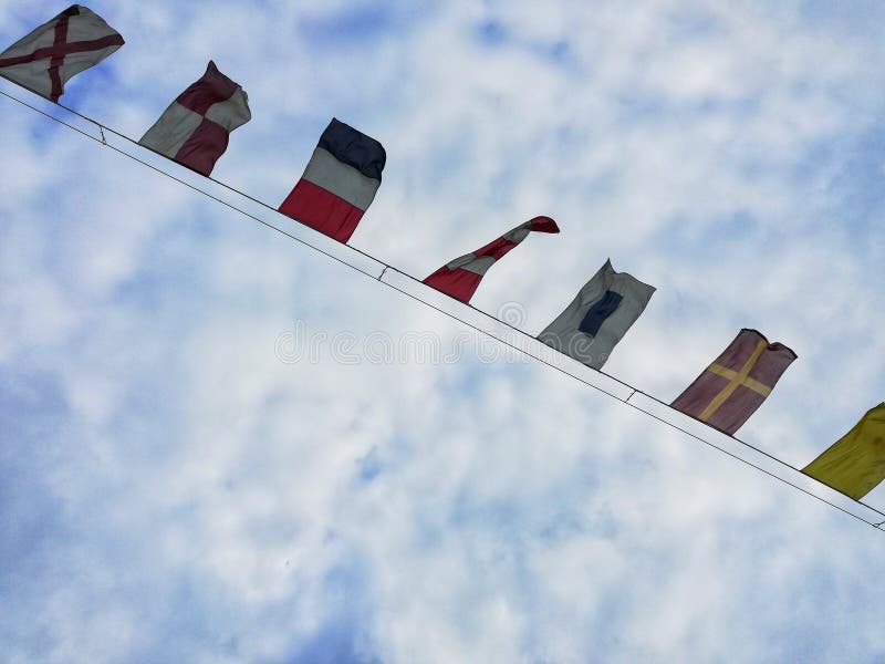 Hanging Flags Flutter in the Air Stock Photo - Image of symbol ...