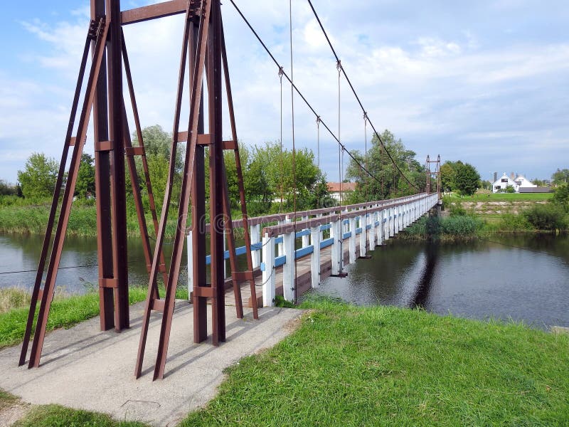 Hanging Footbridge, Lithuania Stock Photo - Image of architecture ...