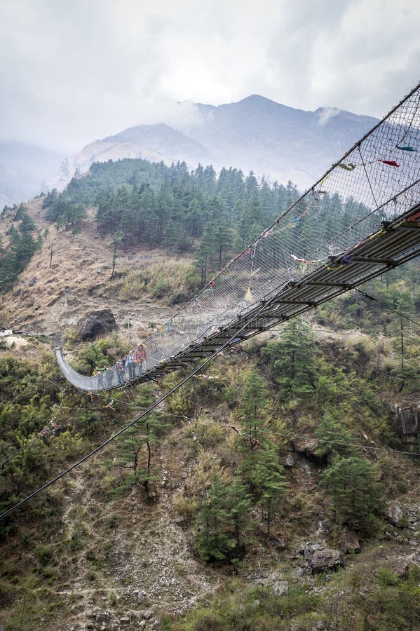 Suspension Foot Bridge in Himalaya, Nepal Stock Image - Image of nature ...
