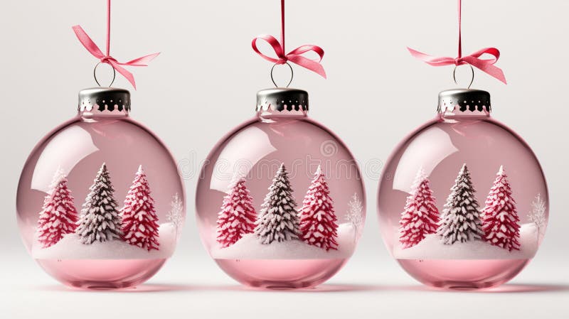Hanging Glass Christmas Balls with Snow, Christmas Tree Stock Photo ...