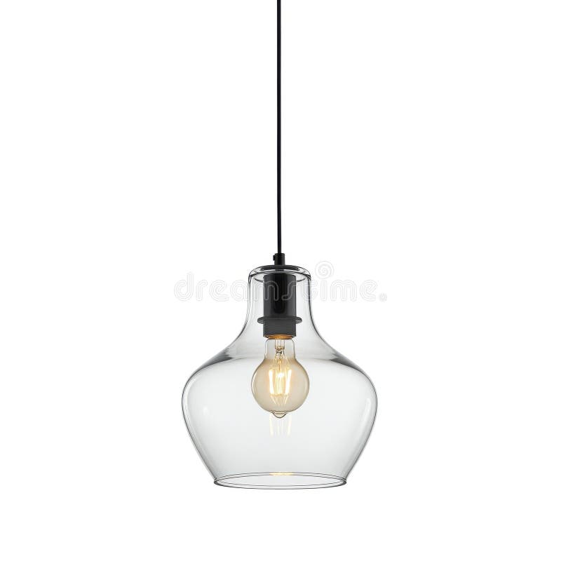Hanging Glass Pendant Light, Front-facing Stock Photo - Illustration of ...