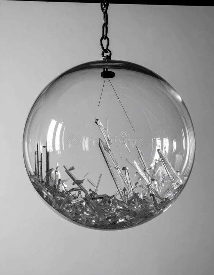 Hanging Glass Sphere with Crystalline Fragments Stock Illustration ...