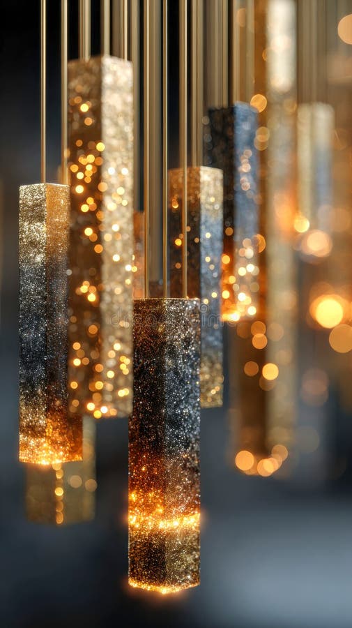 Hanging Glittering Rods in Gold and Black Tones Sparkle with Dramatic ...
