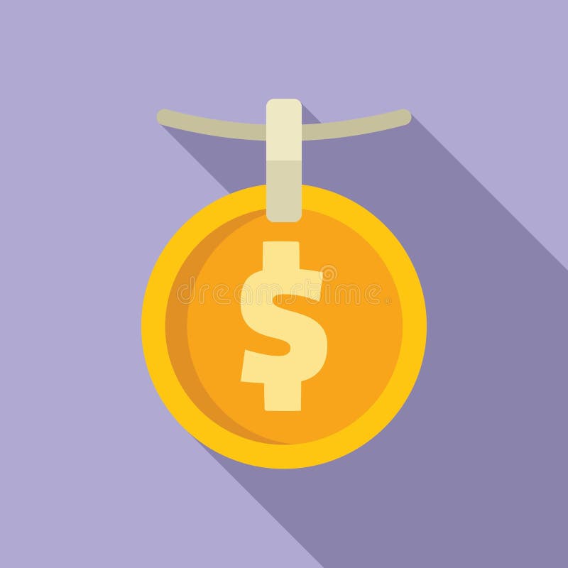 Hanging Golden Dollar Coin on String Stock Illustration - Illustration ...