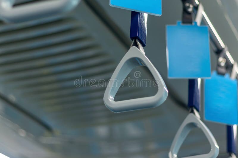 Hanging Handle Grip on Public Transportation with Blank Advertising ...