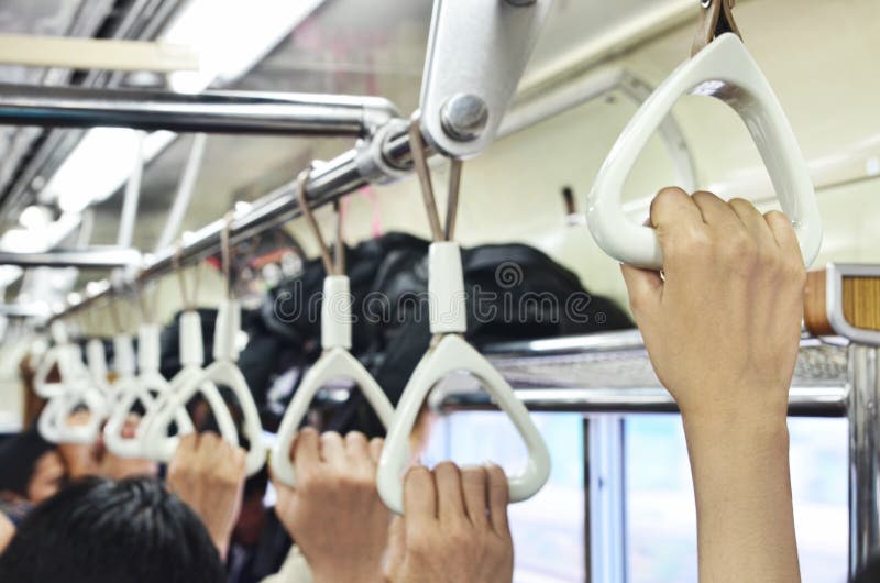 Hanging Rail For Passengers On The Bus Stock Photo - Image of hanging ...