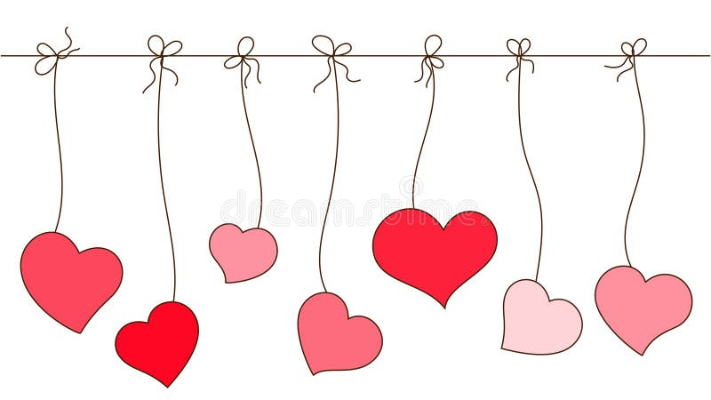 Hanging Hearts, Valentine S Day Clip Art Stock Vector - Illustration of ...