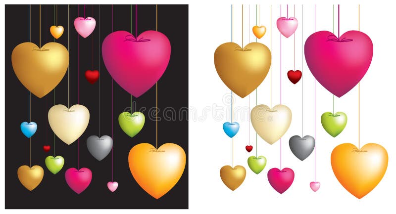 Hanging hearts on strings stock vector. Illustration of modern - 18085325