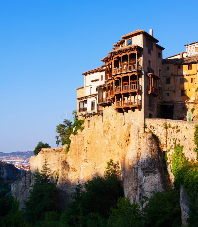 Hanging Houses on Rocks in Cuenca Stock Image - Image of street, rock ...
