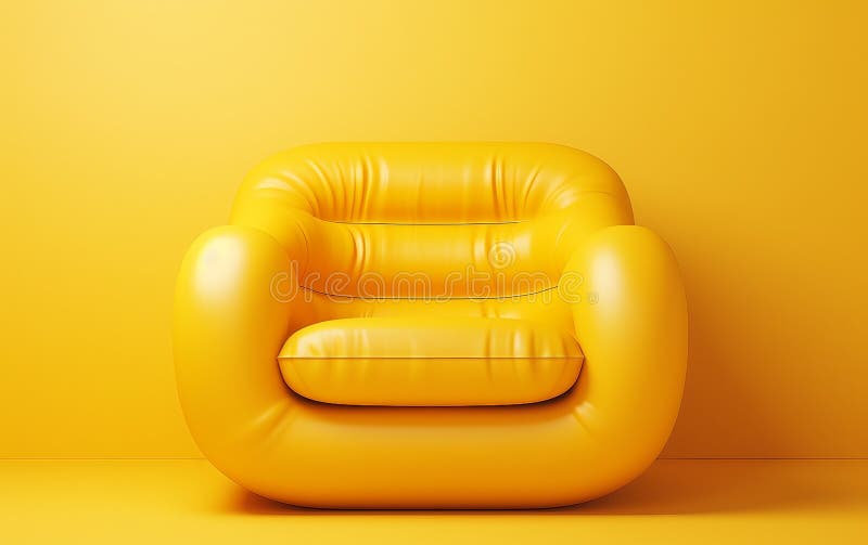 Hanging Inflatable Chair Against a Sunny Yellow Background Stock ...