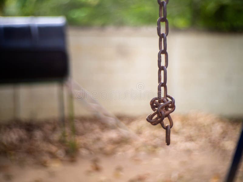 Hanging Iron Chains Against Natural Background Stock Image - Image of ...
