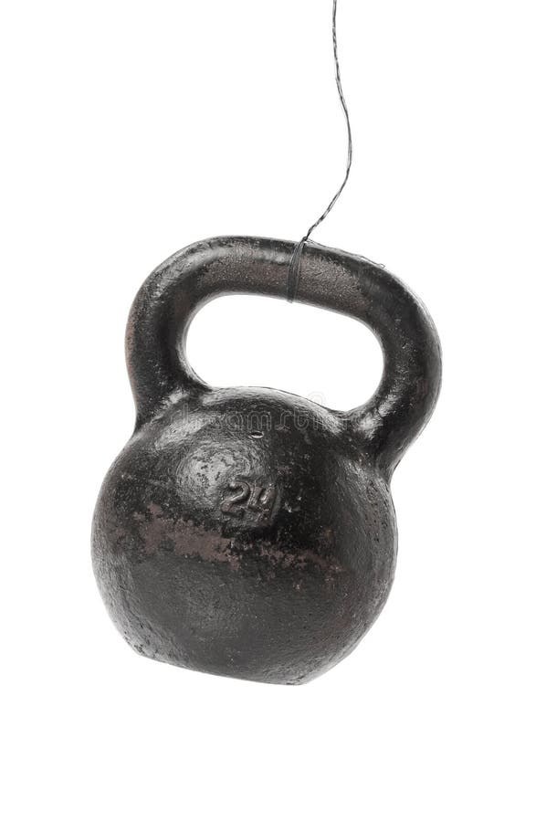 Hanging Kettlebell Tied with Thread on White Background Stock Photo ...