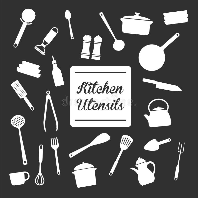 Hanging Kitchen Utensil Vector Illustration Set Stock Vector ...