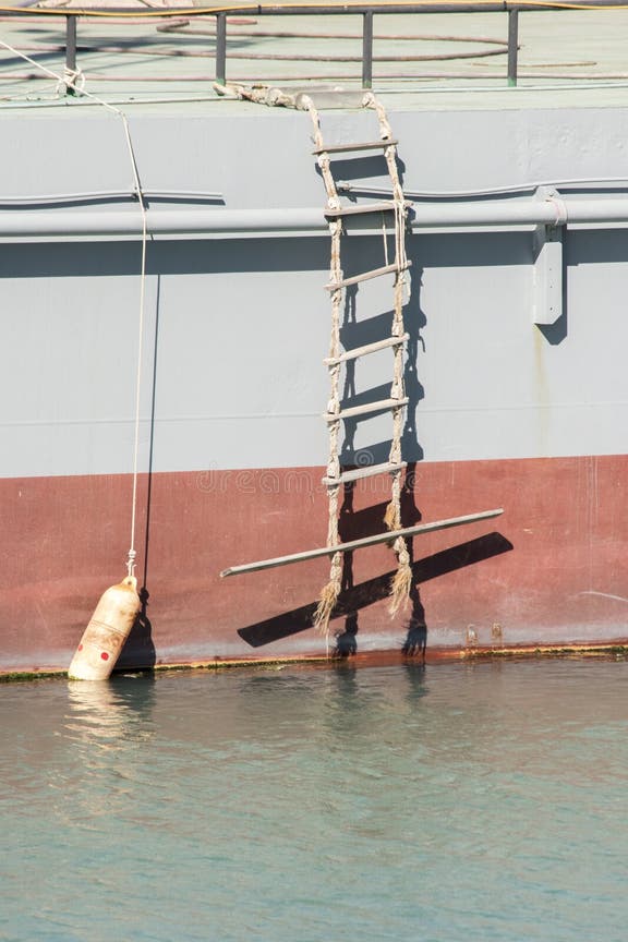 Hanging Ladder from the Side of a Ship Stock Image - Image of ...