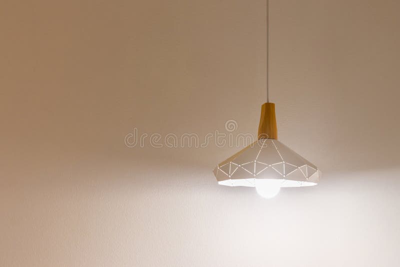 Hanging Lamp from the Ceiling that Lights Up the Room. Copy Space ...