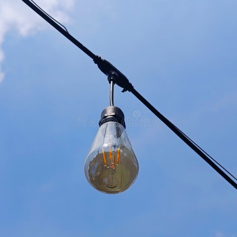 Hanging Lamp, Lighting , Connected a Cable, with Beautiful Blue Sky ...