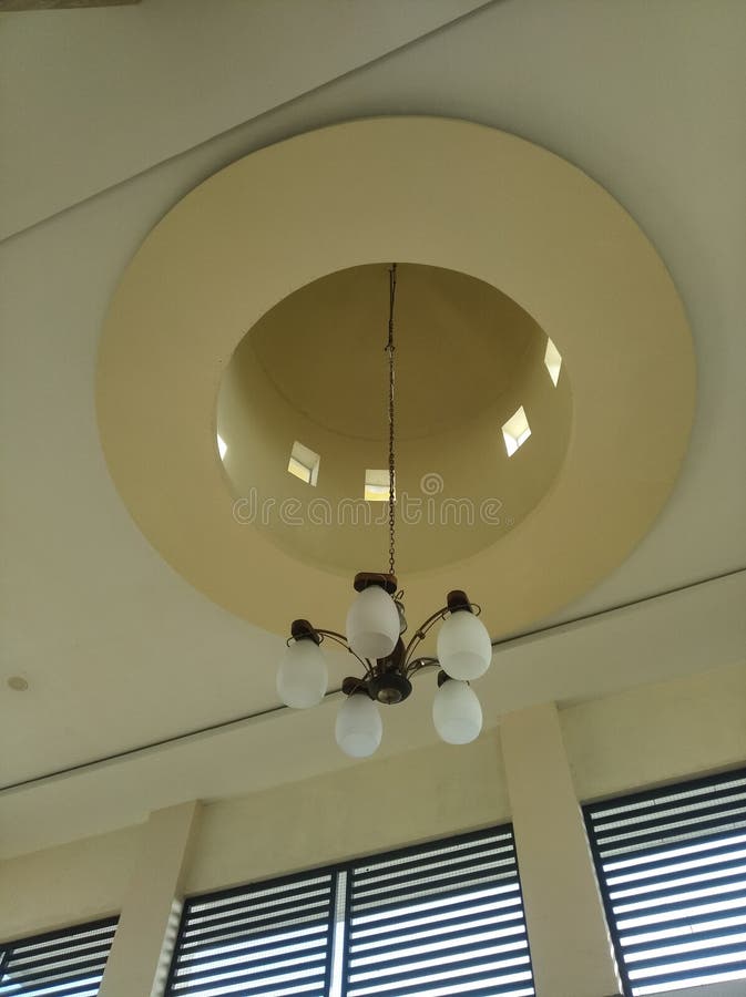 Hanging Lamp in the Main Room of a House, with Striped Windows Stock ...