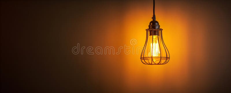 A Hanging Lamp on a Wire, Close-up, on a Dark Background Stock Photo ...