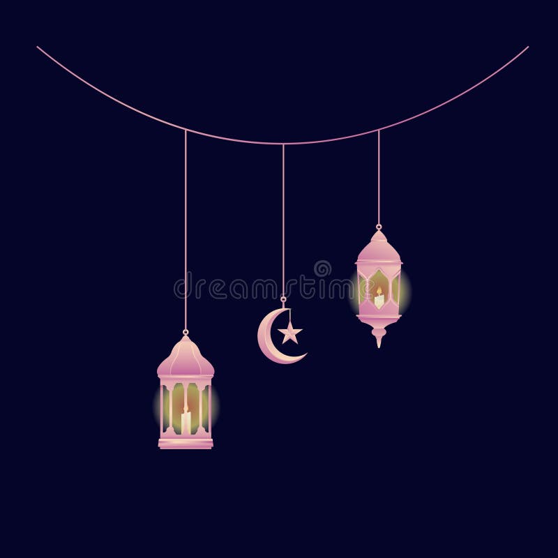 Hanging Lantern Lamp with Candle Light and Hanging Crescent Moon in ...