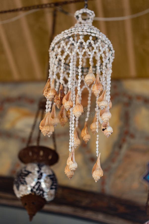Hanging Lantern Made of Seashells Stock Photo - Image of closeup, bowl ...