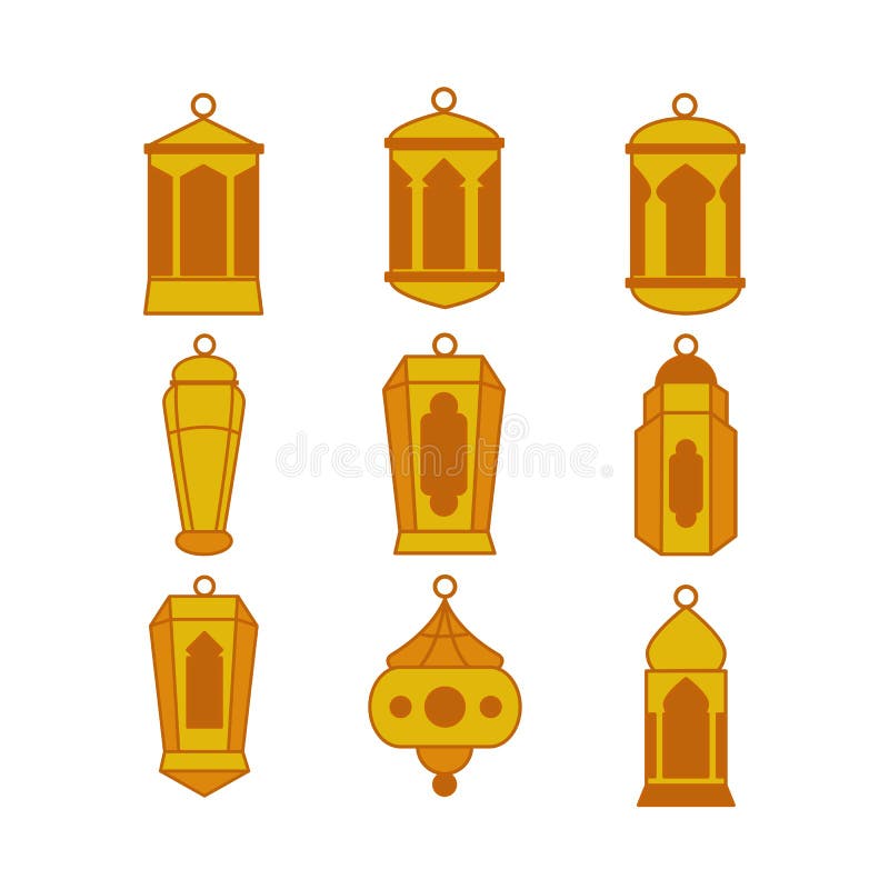 Hanging Lantern Vector Illustration Graphic Design Template Set Stock ...