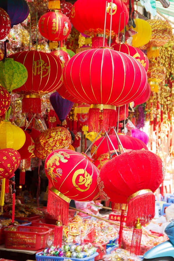 Hanging Lanterns - Chinese New Year Symbol Stock Photo - Image of luck ...
