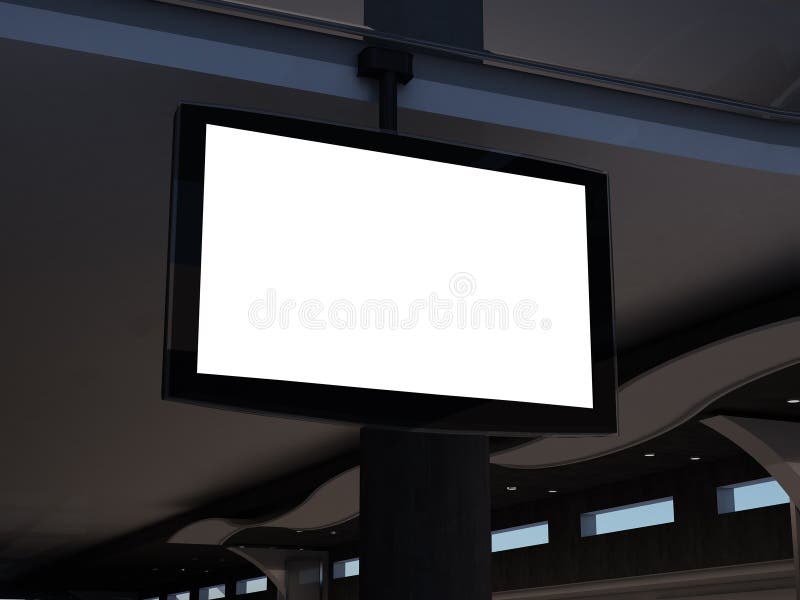 Hanging LCD Screen on the Shopping Mall. 3d Rendering Illustration ...