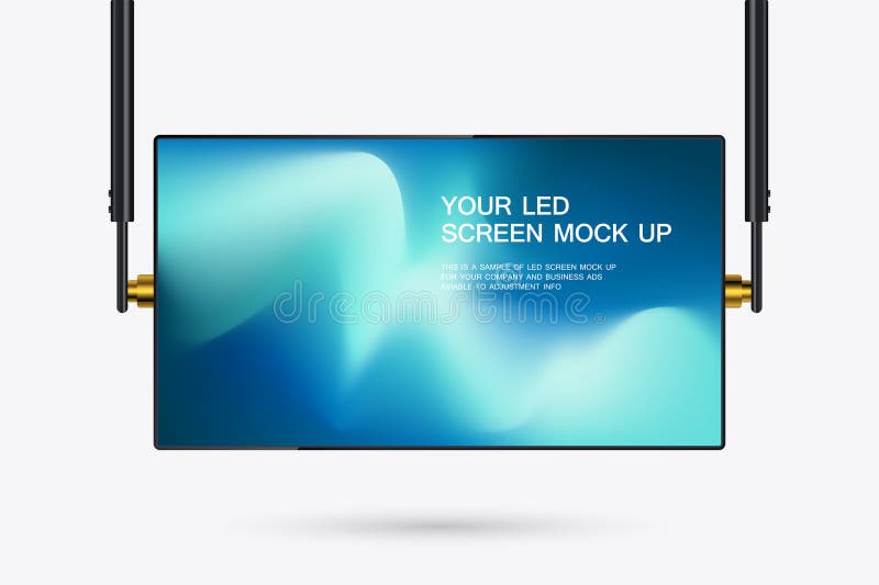 The Hanging LED Screen Mockup with Gradient Blue Screen. a Hanging ...