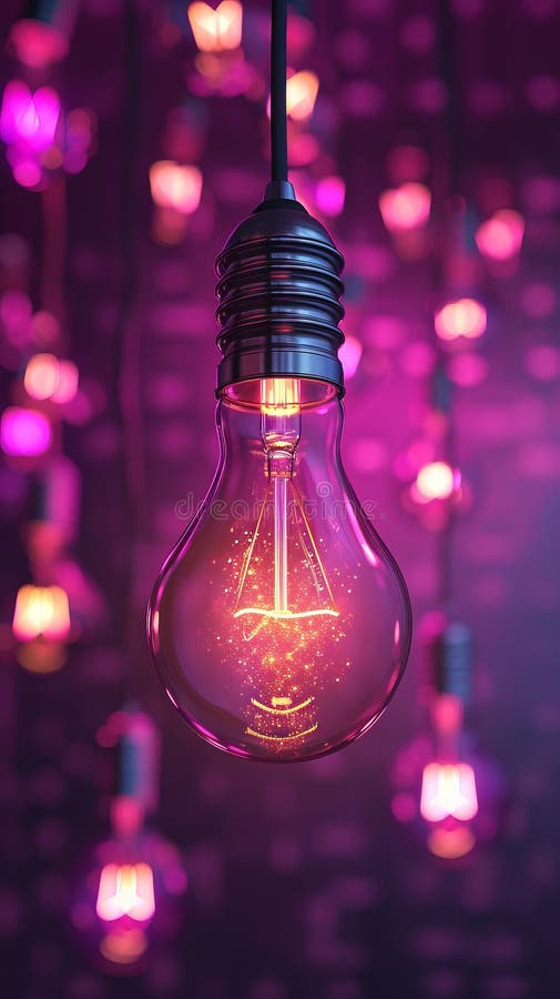 Hanging Light Bulb in a Ceiling Full of Lights Stock Image - Image of ...