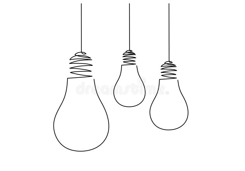 Hanging Light Bulb. Continuous One Line Drawing Stock Vector ...