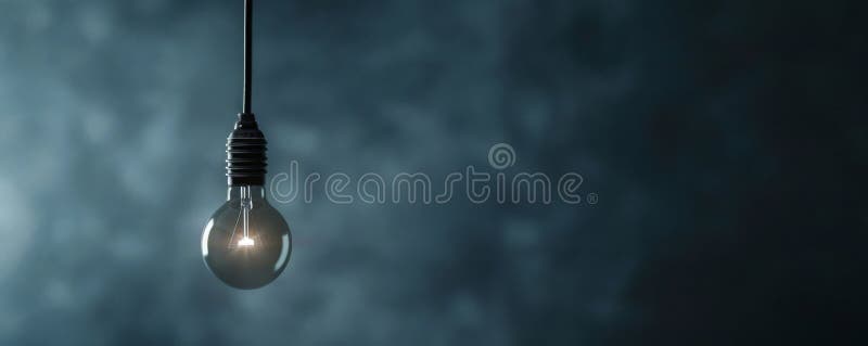Hanging Light Bulb in Dark Environment with Soft Glow Stock Photo ...