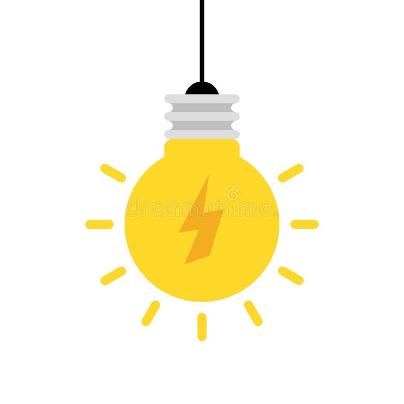 Hanging Light Bulb with Lightning Icon. Lamp with Flash Concept Stock ...