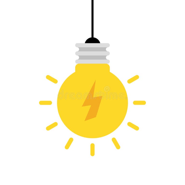 Hanging Light Bulb with Lightning Icon. Lamp with Flash Concept Stock ...